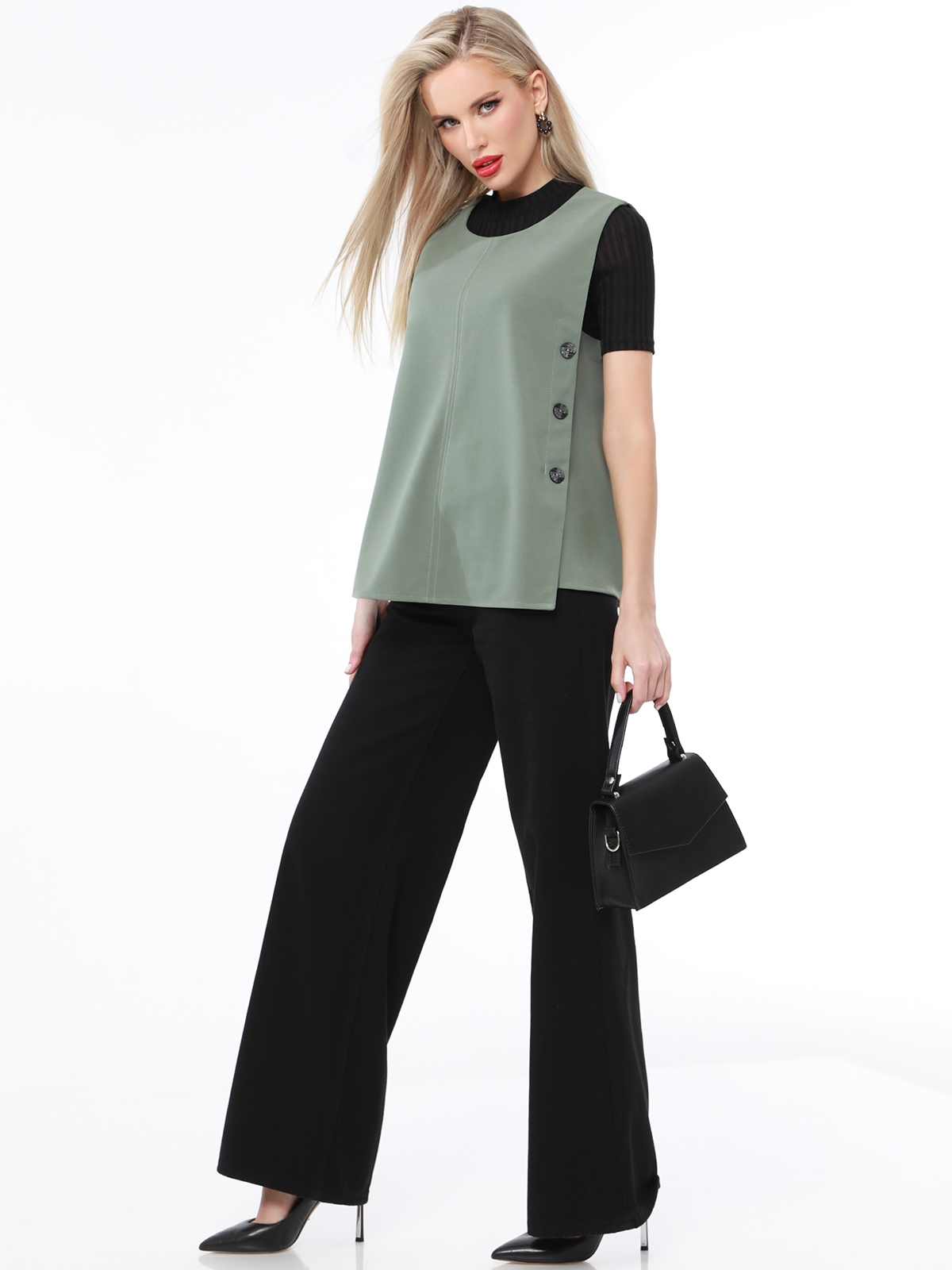 Купить Жилет с декоративными пуговицами свободный по цене: 1 655 ₽ арт. Ж-0018-0446-02 - DStrend