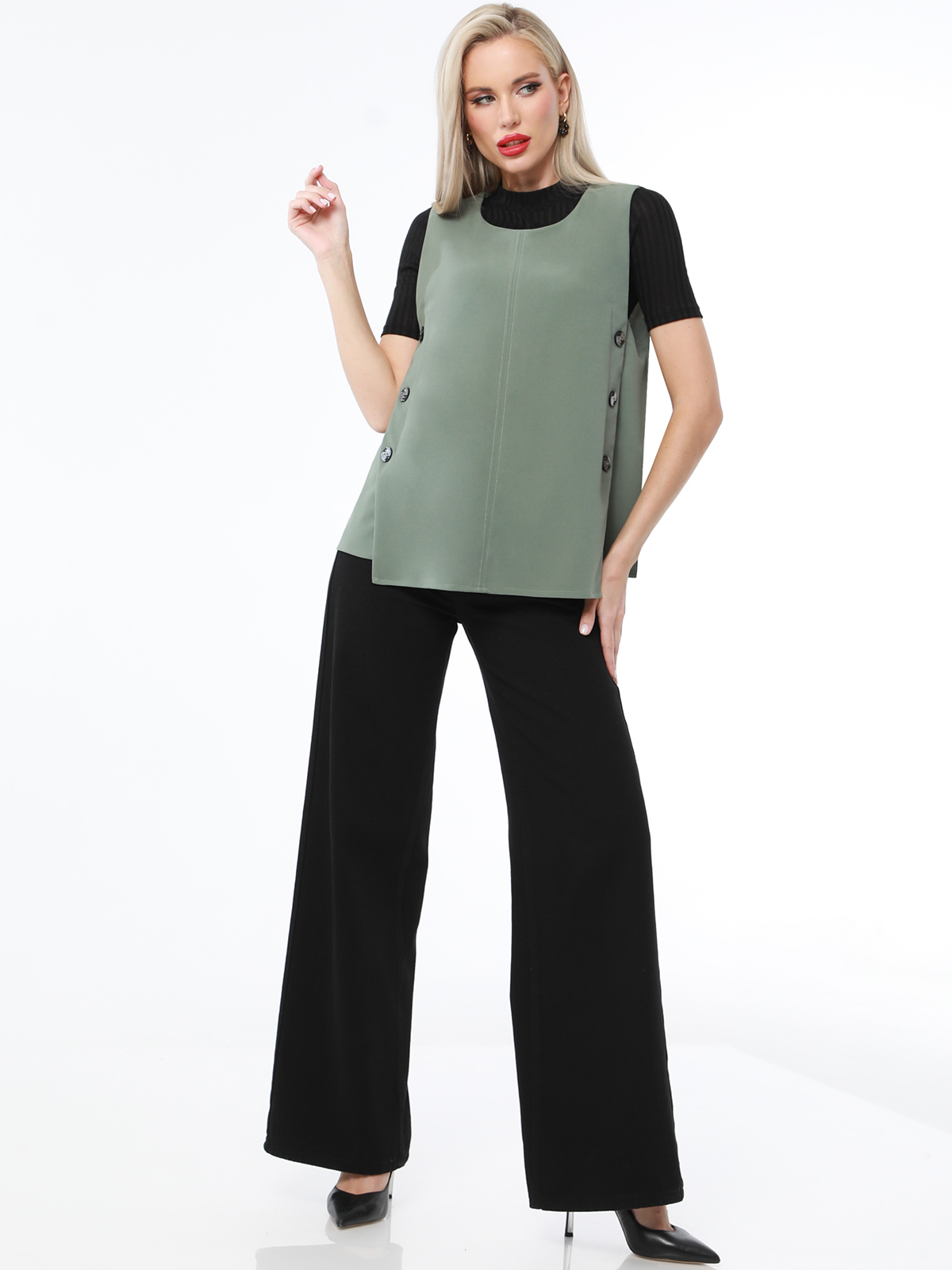 Купить Жилет с декоративными пуговицами свободный по цене: 1 655 ₽ арт. Ж-0018-0446-02 - DStrend