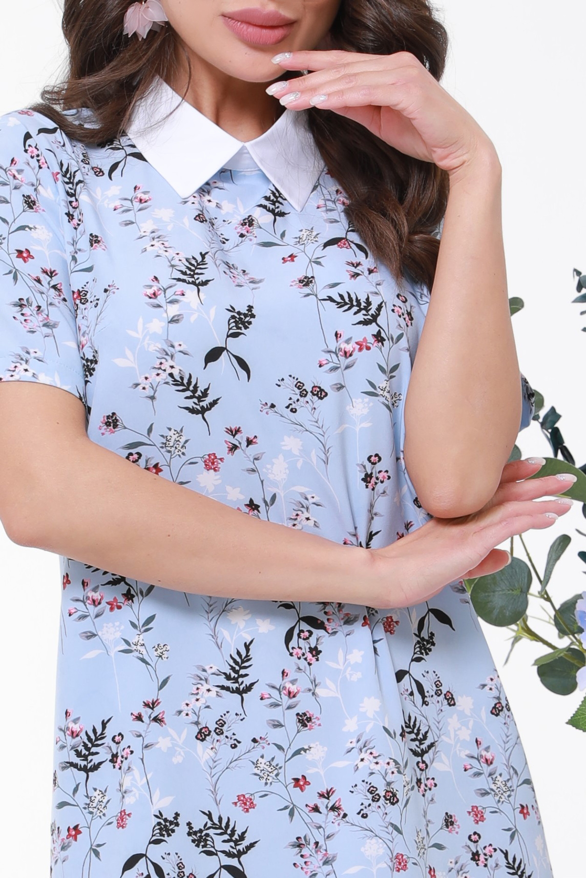 Купить Платье голубое с белым воротничком по цене: 2 040 ₽ арт. П-3958-0218-02 - DStrend