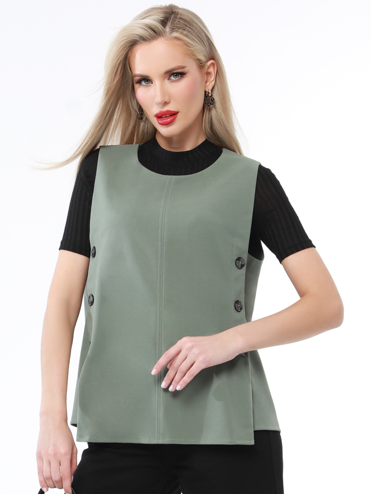 Купить Жилет с декоративными пуговицами свободный по цене: 1 655 ₽ арт. Ж-0018-0446-02 - DStrend