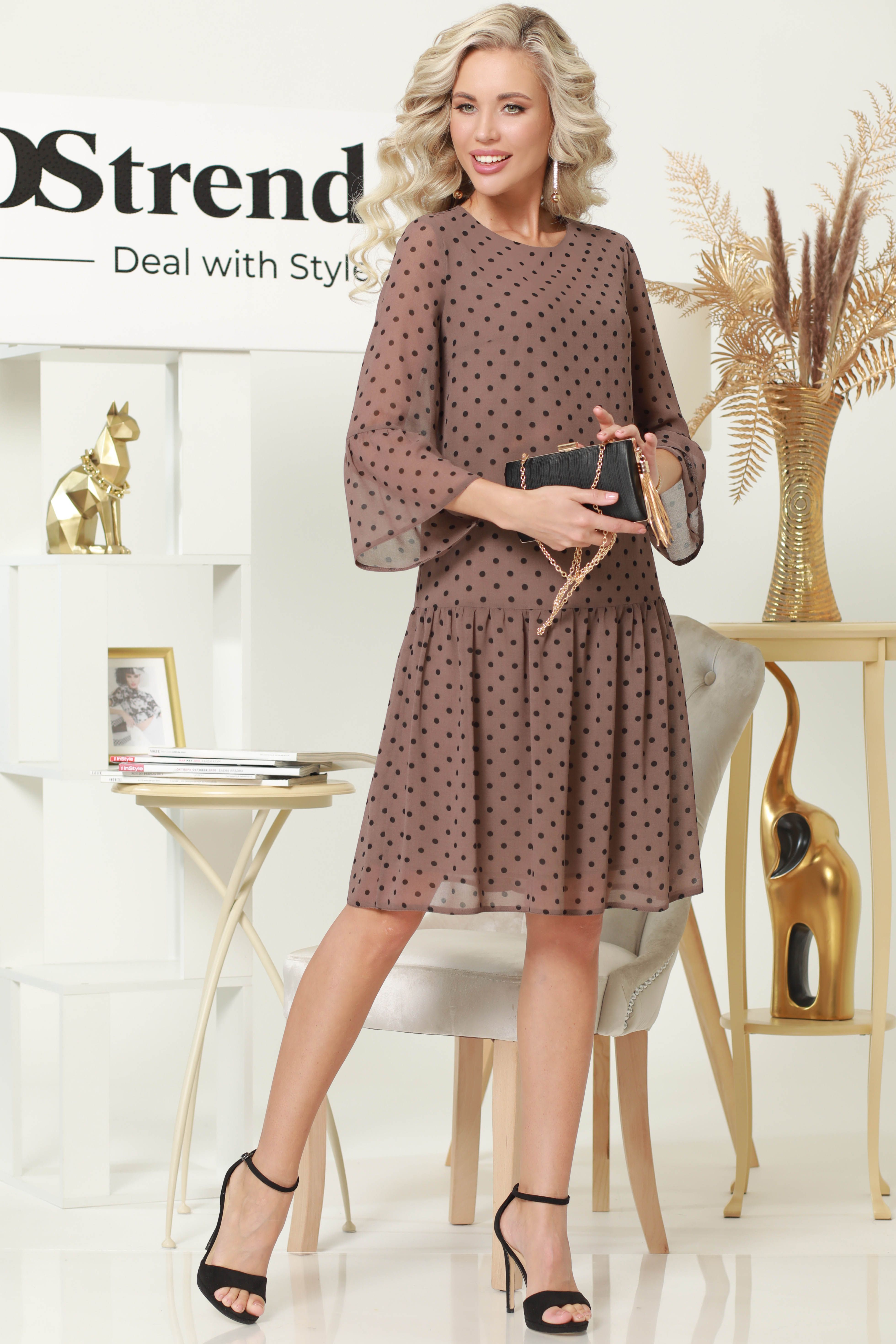 Купить Платье Прозрачные намерения, капучино по цене: 1 725 ₽ арт. П-2181 - DStrend