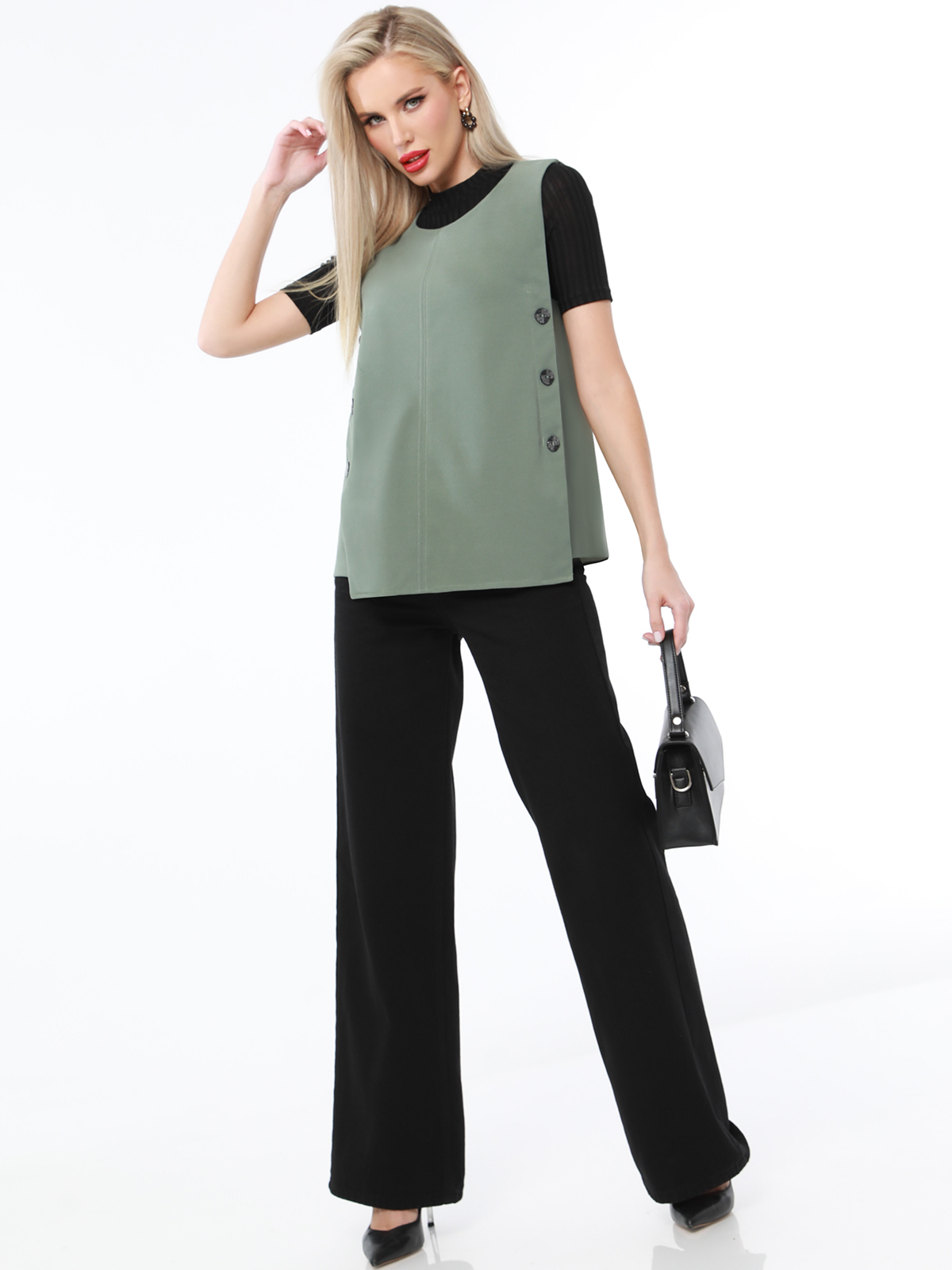 Купить Жилет с декоративными пуговицами свободный по цене: 1 655 ₽ арт. Ж-0018-0446-02 - DStrend