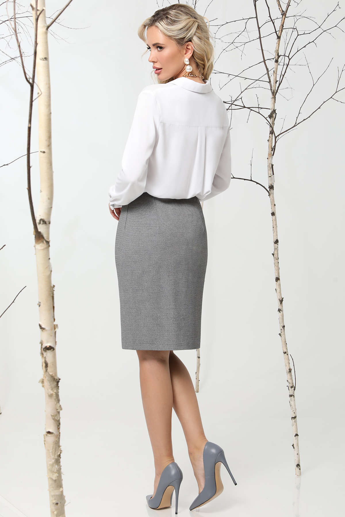 Юбка-карандаш серая с разрезом - купить оптом по выгодной цене ...