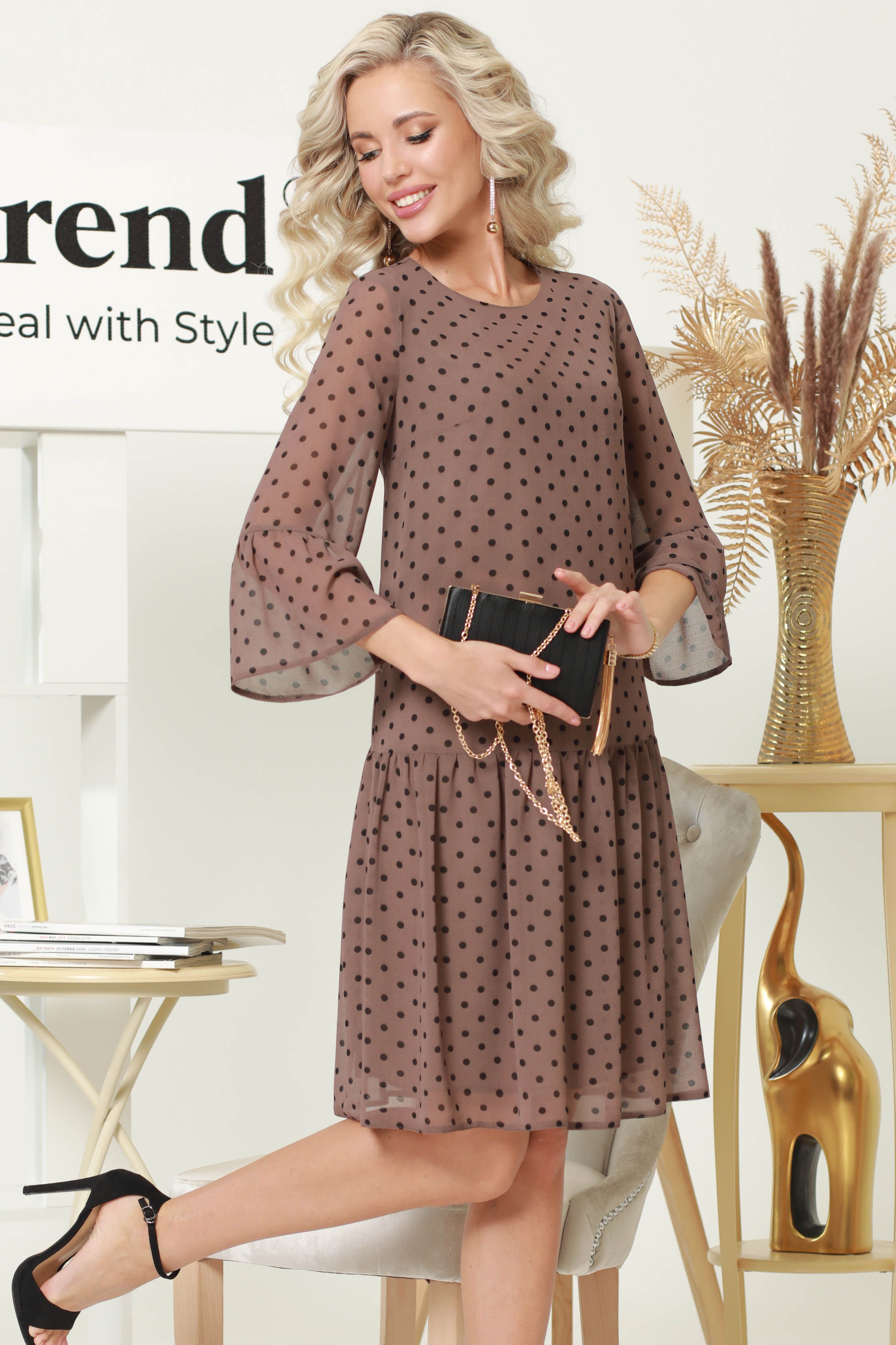 Купить Платье Прозрачные намерения, капучино по цене: 1 725 ₽ арт. П-2181 - DStrend