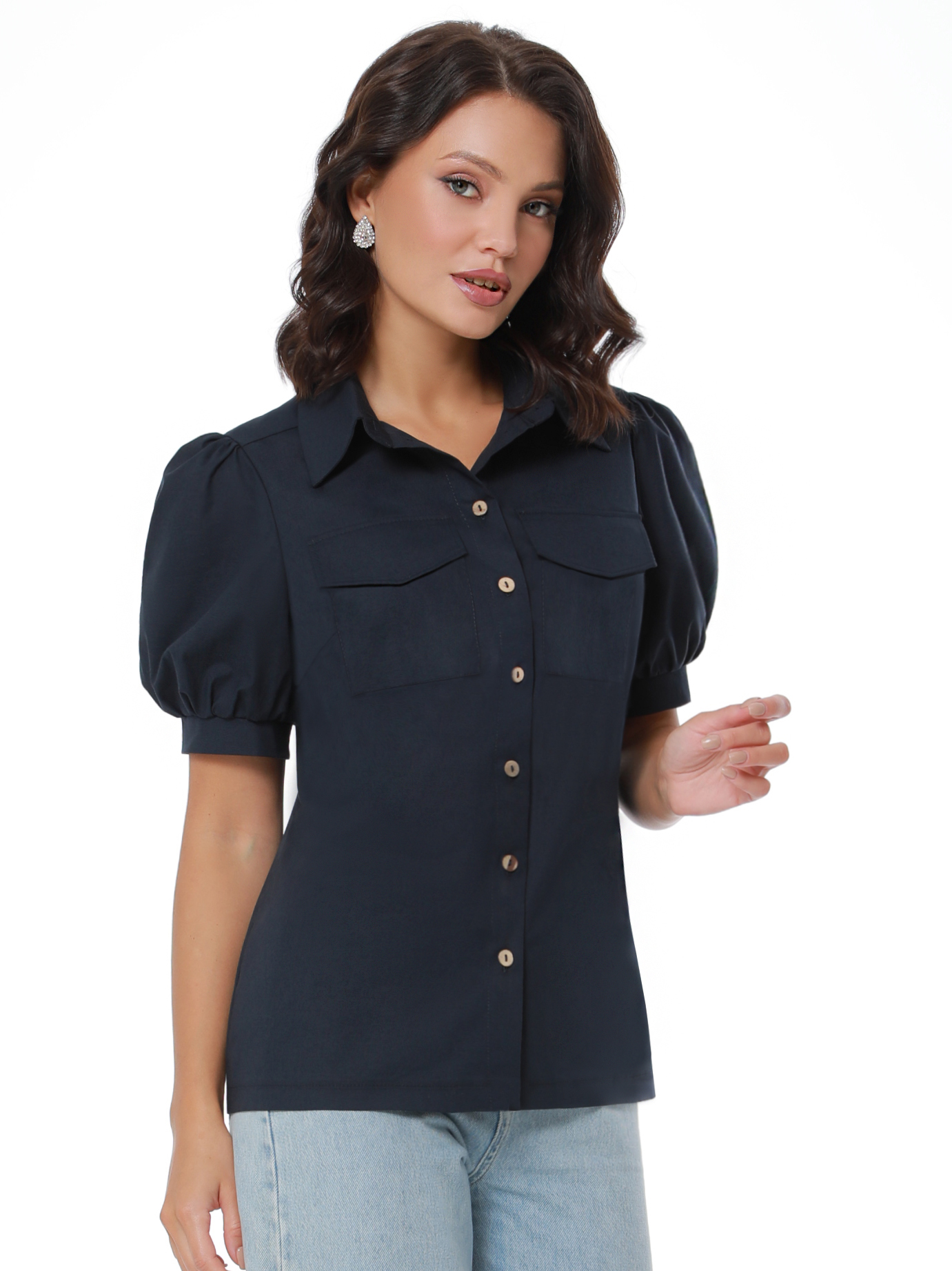 Купить Рубашка с рукавами-фонариками по цене: 1 190 ₽ арт. Р-0117-0142-05 - DStrend